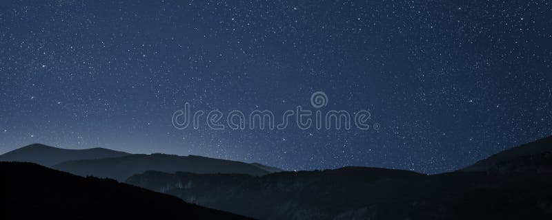 Night Sky Panorama with Stars Stock Image - Image of black, bright ...