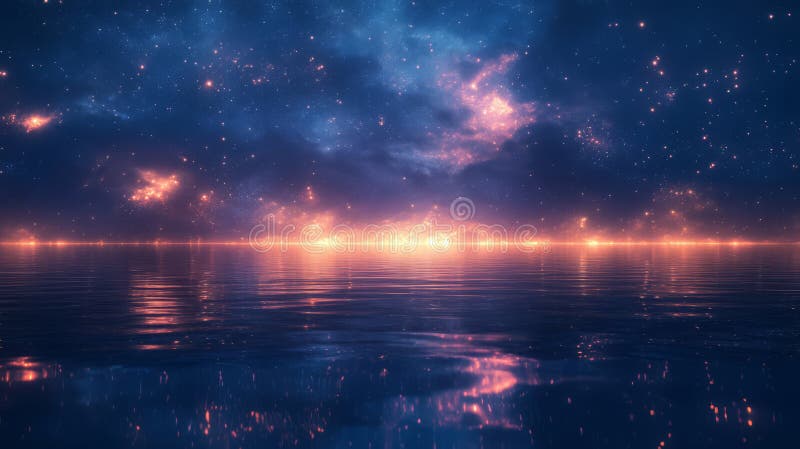 Night Sky Reflection on Calm Water Stock Photo - Image of glitter, calm ...