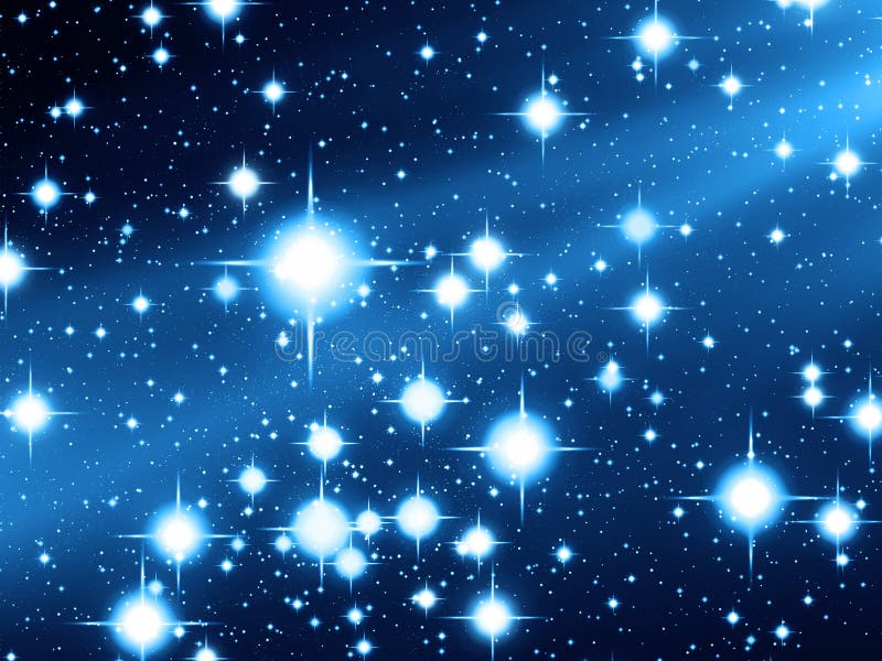 Night Sky Scene with Bright Stars Stock Illustration - Illustration of ...