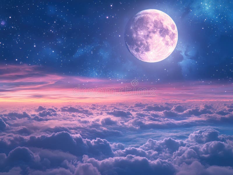 Night Sky Scene with Moon and Clouds Stock Photo - Image of beautiful ...