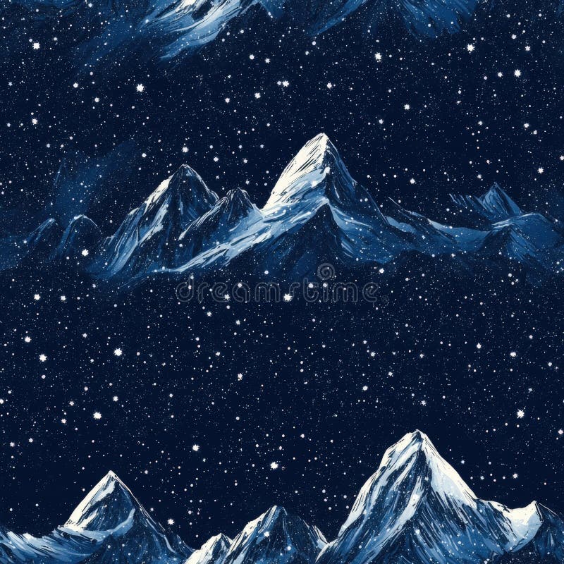 Night Sky with Snow-Capped Mountain Patterns Stock Image - Image of ...