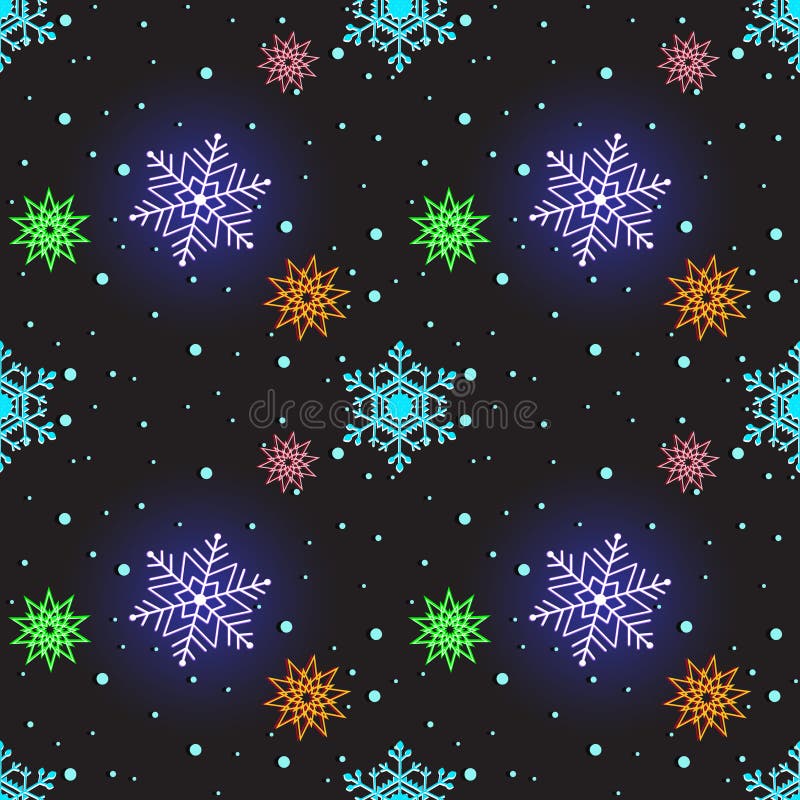 Night Sky with Snowflakes Seamless Background Stock Vector ...