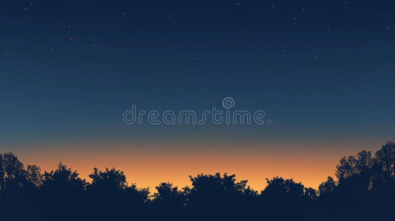 Night Sky with Sparse Stars Over Trees Stock Photo - Image of glow ...