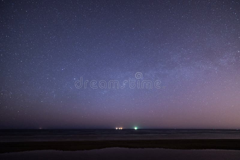 Night Sky with Stars on the Beach. Space View. Stock Image - Image of ...