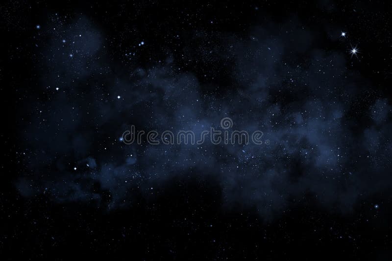 Night Sky with Stars and Blue Nebula Stock Illustration - Illustration ...
