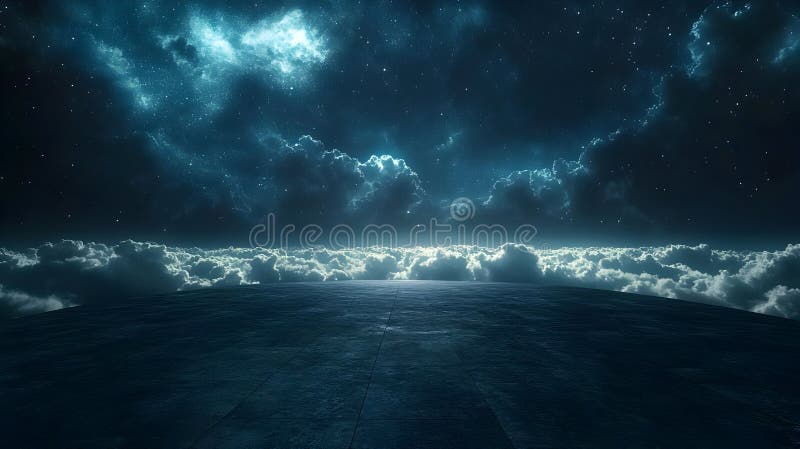 Night Sky with Stars and Clouds Above a Stone Platform - Abstract ...