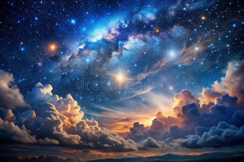 Night Sky with Stars and Clouds Stock Illustration - Illustration of astronomy, blue: 338885999