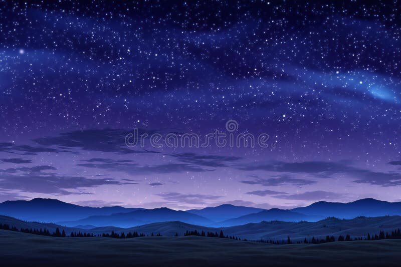 Night Sky with Stars and Milky Way Over the Mountains Stock ...