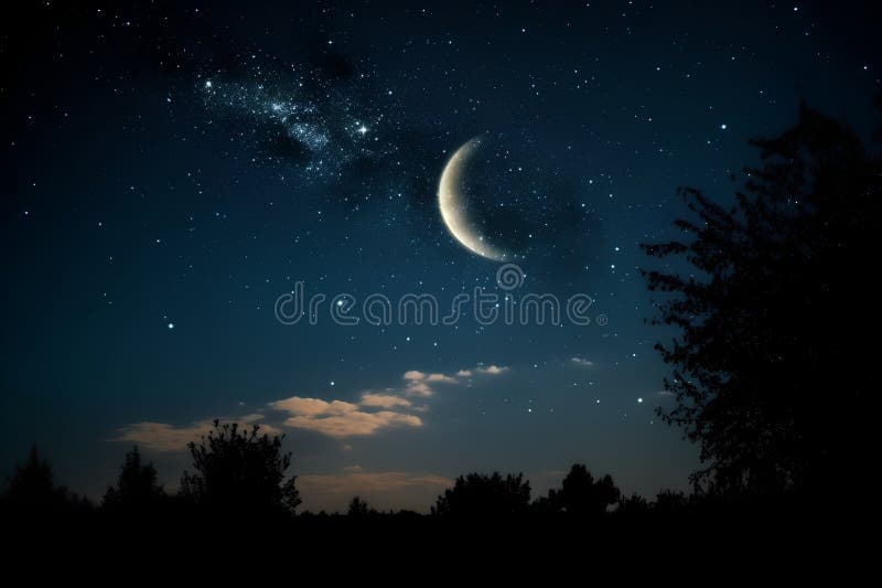 Night Sky with Stars and the Moon. Elements of this Image Furnished by ...