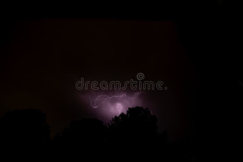 Night Sky with Thunderstorm, Lightning and Thunder in Purple Colors ...