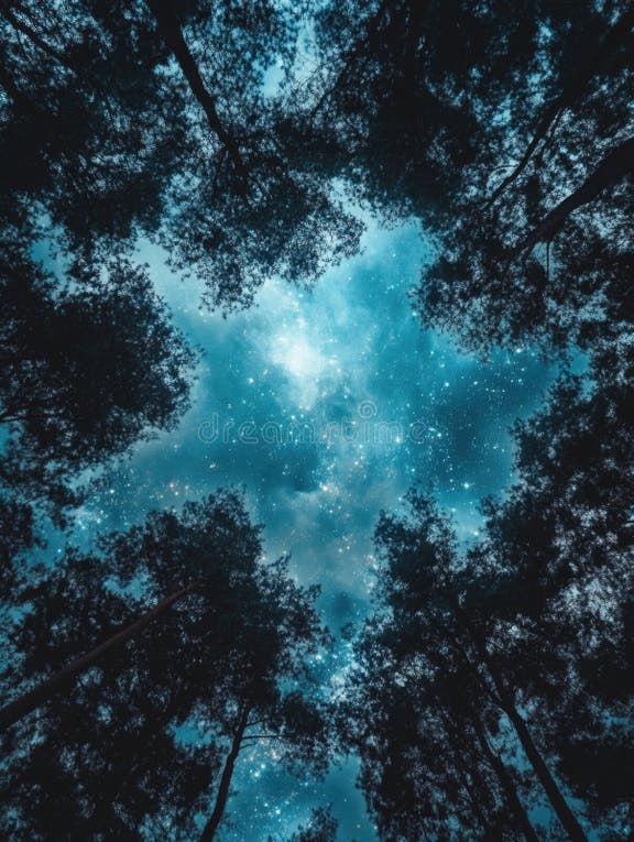 Night Sky with Trees stock photo. Image of trees, scenery - 378148946