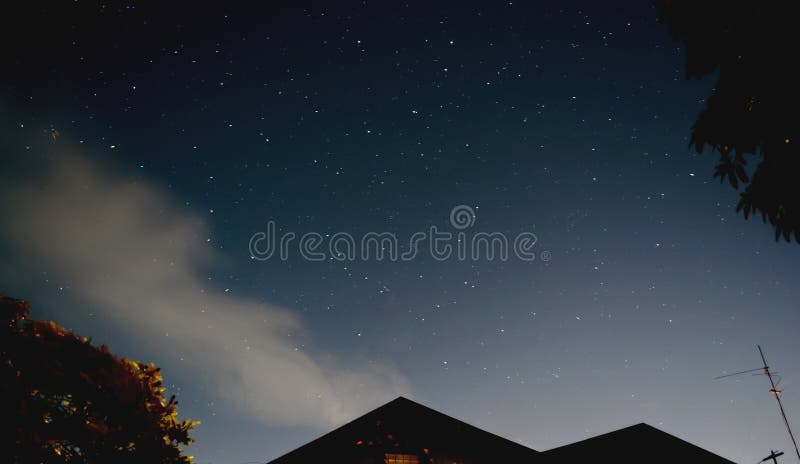Night Sky View Over the House Roof Stock Photo - Image of triangle ...