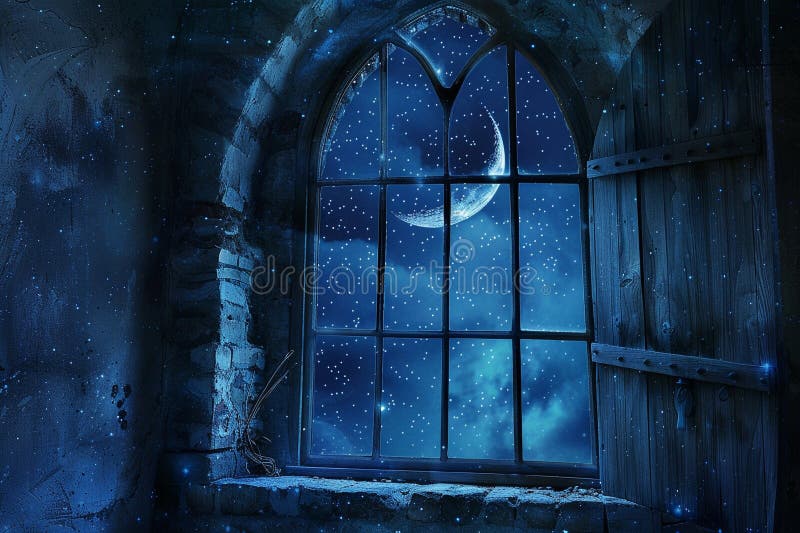 Night Sky View from a Window Stock Photo - Image of arch, rustic: 332290436