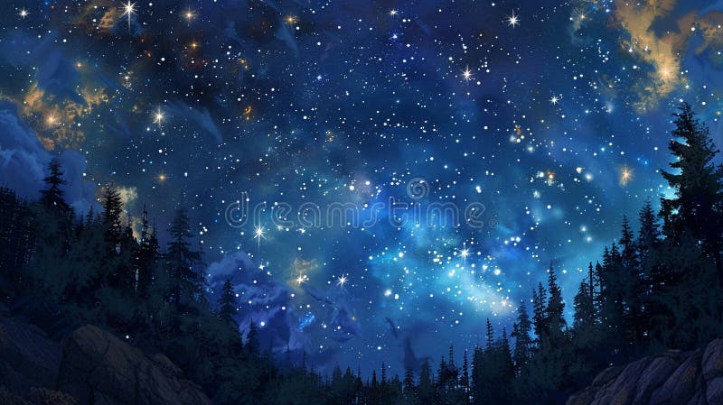 A Night Sky Viewing, Stars Twinkling in a Calming, Endless Rhythm Stock ...