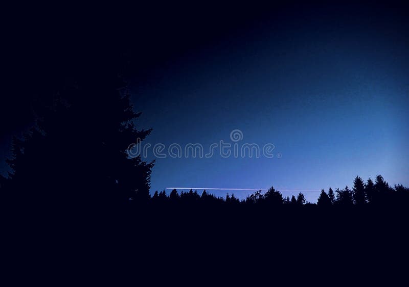 Night Sky Whit a Plane Line Stock Image - Image of airliner, whit ...