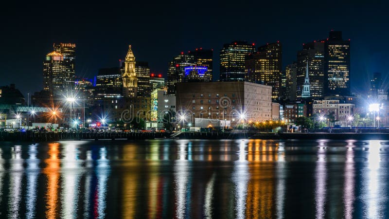 Night skyline of Boston stock photo. Image of america - 109462862