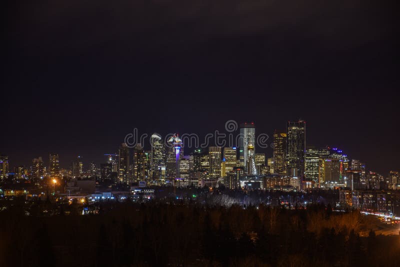 Night Skyline of Calgary, Alberta, Canada. December 15th, 2017 ...