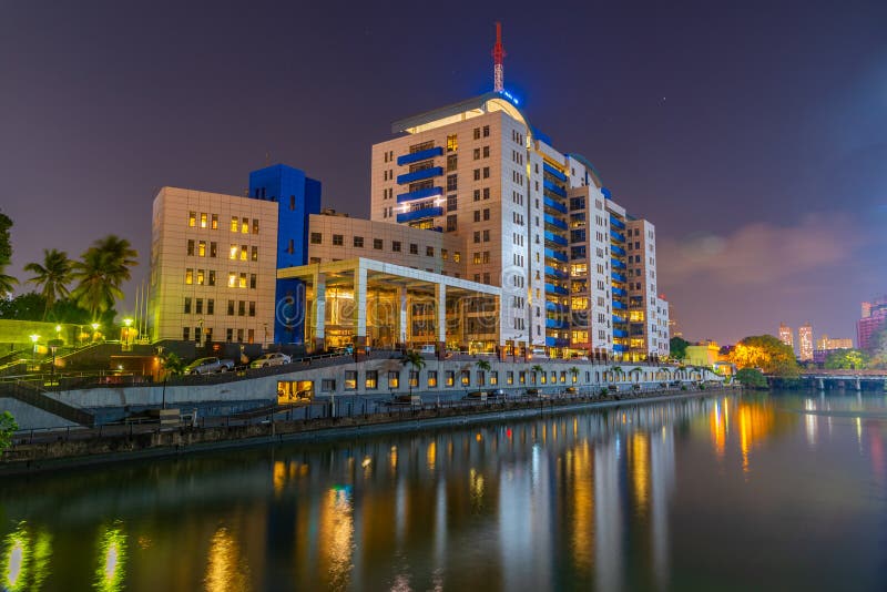 Night Skyline with Modern Skyscrapers in Colombo, Sri Lanka Stock Photo ...