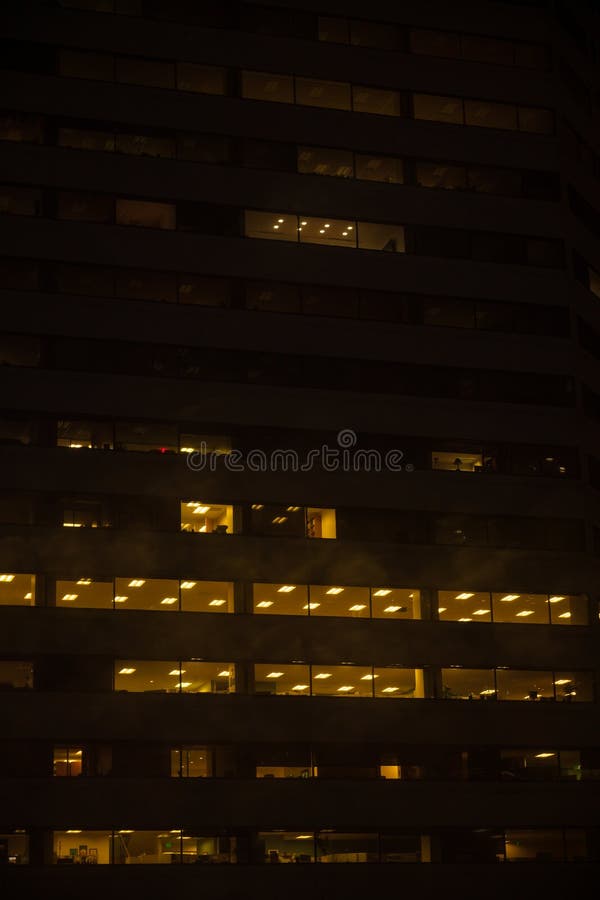 Night Skyscraper Close Up, Glowing Window. Night Work Stock Image ...