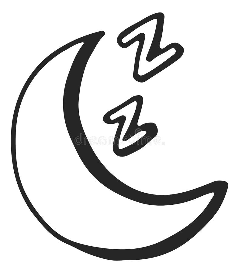 Night Sleep Doodle. Crescent with Sleeping Sound Stock Vector ...