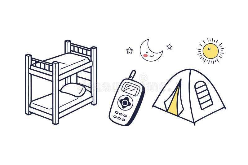 Night & Sleep Essentials Line Icon Collection. Stock Illustration ...