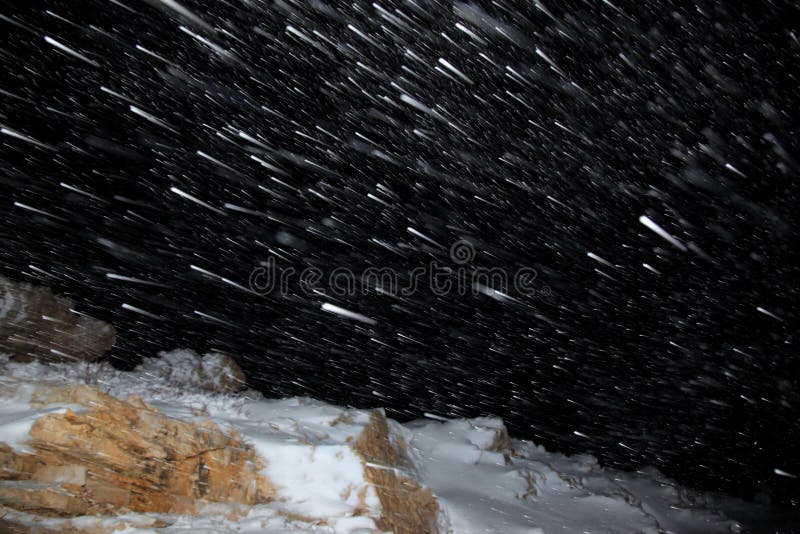 Night snowfall stock photo. Image of horizontal, season - 13309582