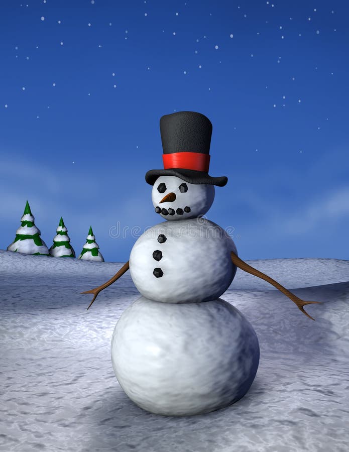 Night Snowman Vertical stock illustration. Illustration of snowy - 7352433
