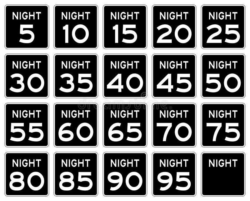 Night Speed Limit Sign Set stock vector. Illustration of number - 174264885