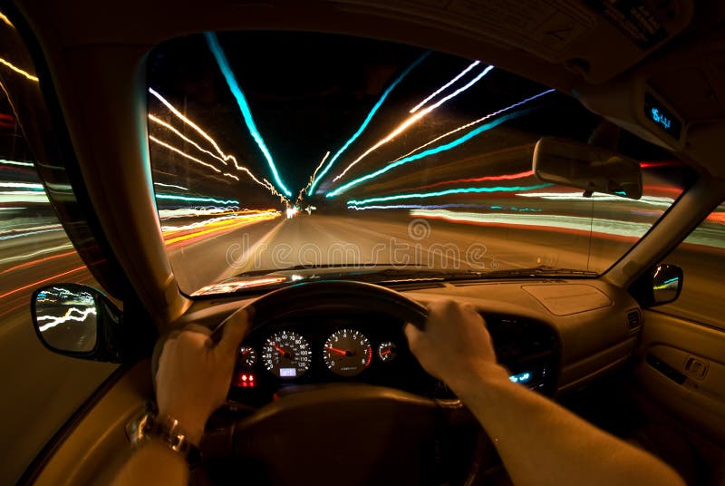 Speeding car at night stock image. Image of glows, lane - 31890155
