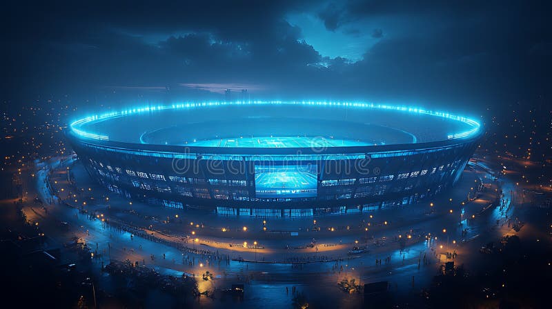 Night Stadium Aerial City Lights Event Stock Illustration ...