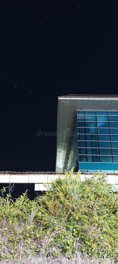 Night star on building stock image. Image of star, airport - 302647213