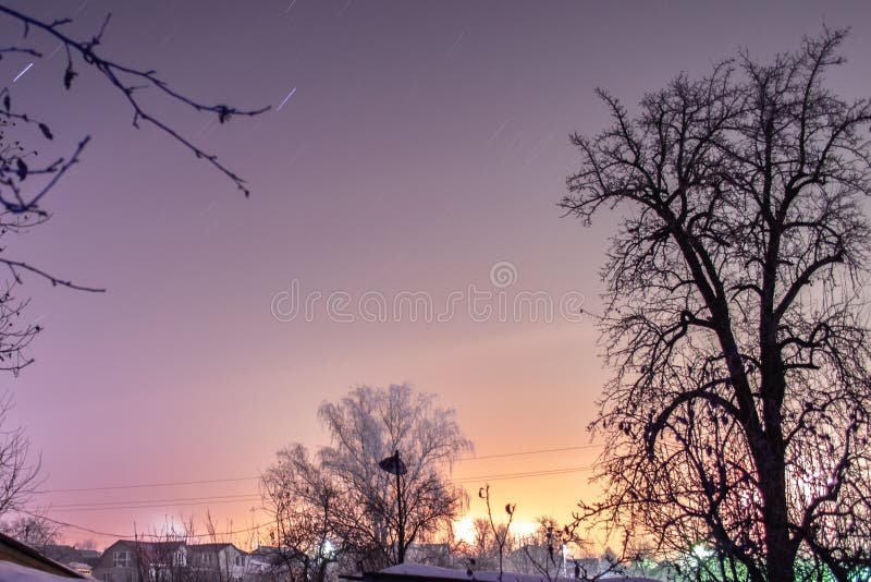 Night Starry Sky in the Countryside Stock Photo - Image of blue, light ...