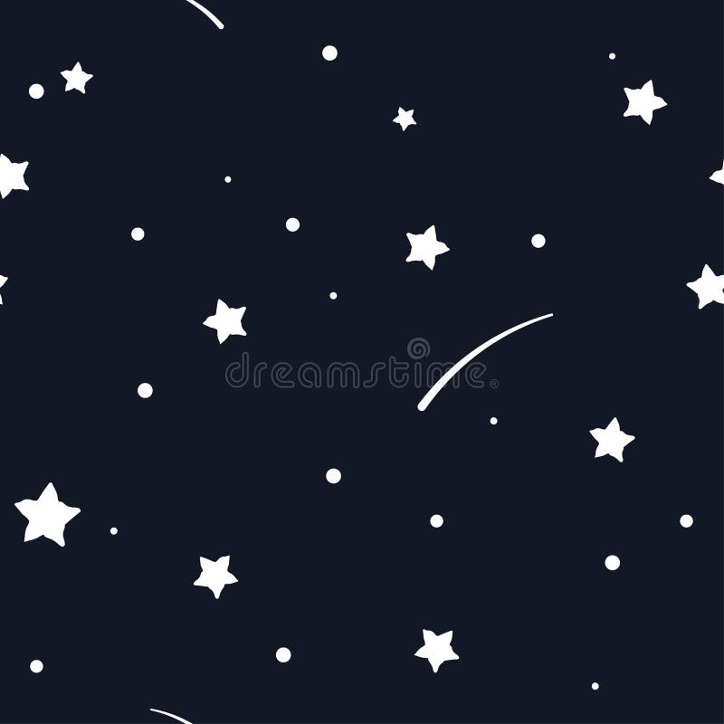 Night Starry Sky Seamless Pattern. Vector Background Stock Vector ...