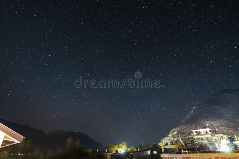 Night stars in Kaza, stock image. Image of spiti, star - 293044453
