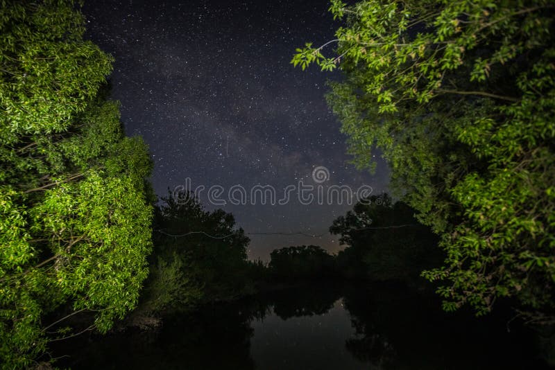 Night Starscape in the Countryside Stock Image - Image of latvia ...