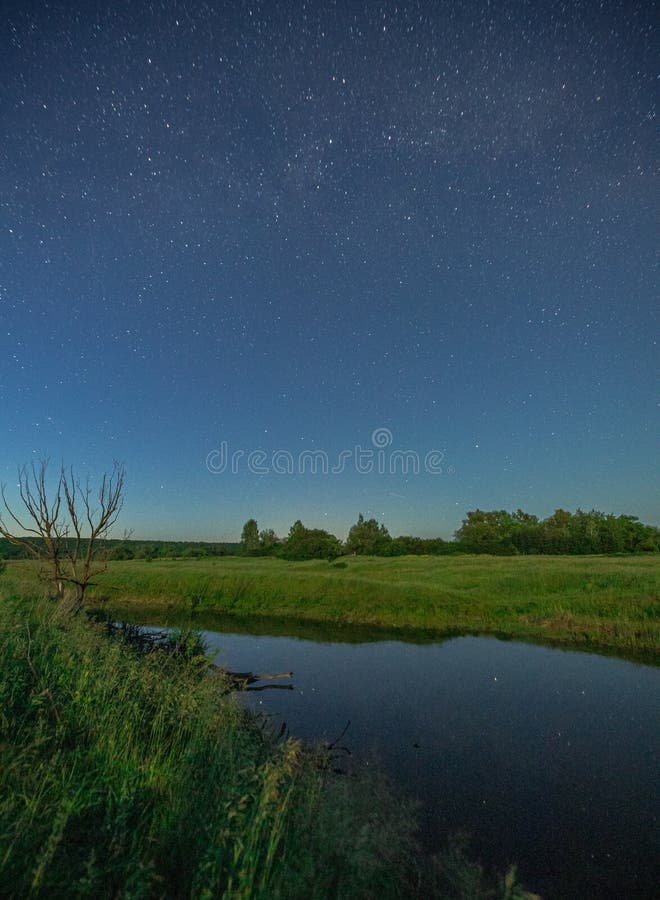 Night Starscape in the Countryside Stock Image - Image of universe ...