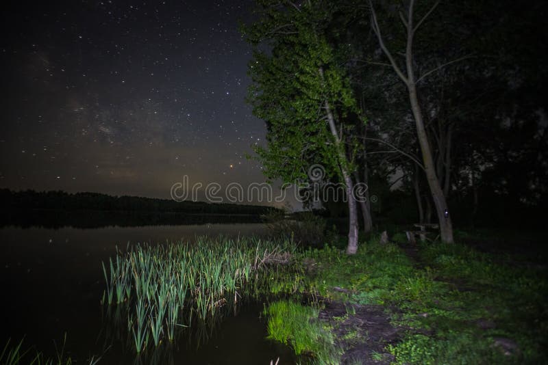 Night Starscape in the Countryside Stock Image - Image of stars ...