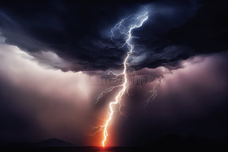 Night Storm and Lightning in the Clouds. Digital Art. Stock ...