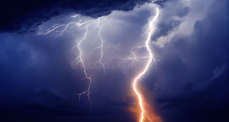 Night Storm and Lightning in the Clouds. Digital Art. Stock ...