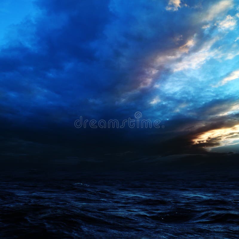 Night storm on the sea. stock photo. Image of hurricane - 26023846
