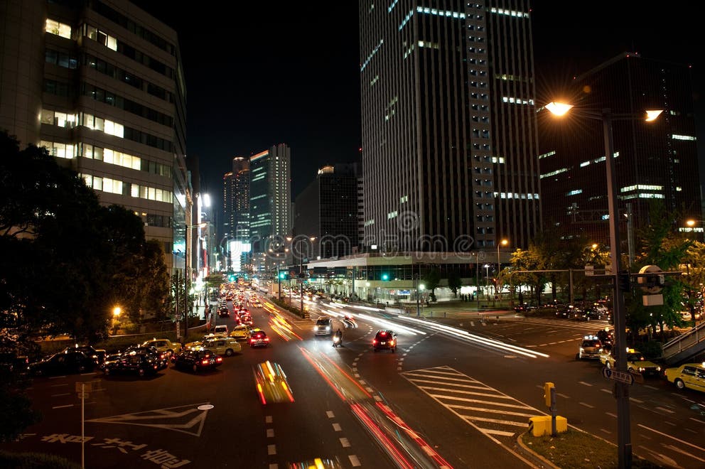 Night streen in osaka stock photo. Image of street, architecture - 20898996