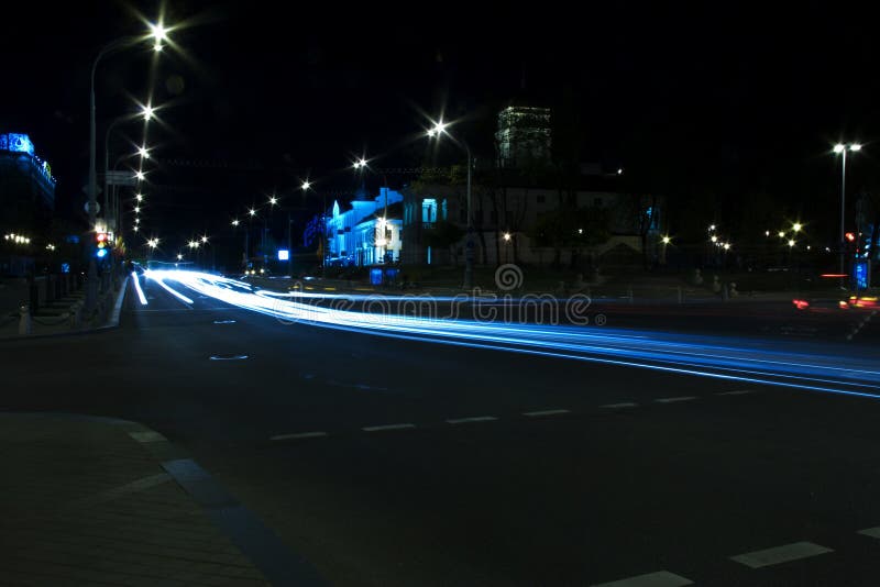 Night street view stock photo. Image of night, streetlamp - 34416