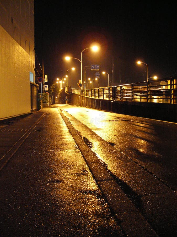 Night street stock photo. Image of rain, quiet, puddle - 899024