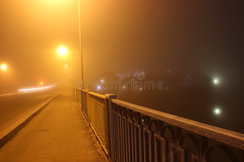 Night Street Light in the Tree Fog Stock Image - Image of atmosphere ...