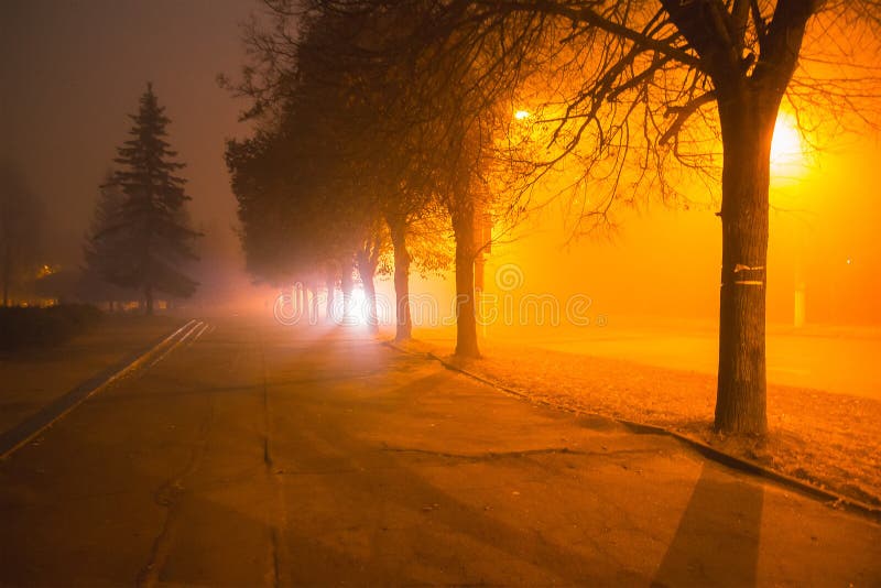 Night street in the fog stock image. Image of ghost, history - 92102415