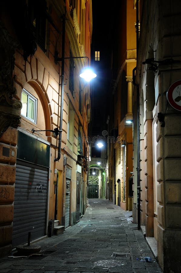 Night street in Genova stock photo. Image of ancient - 18775286