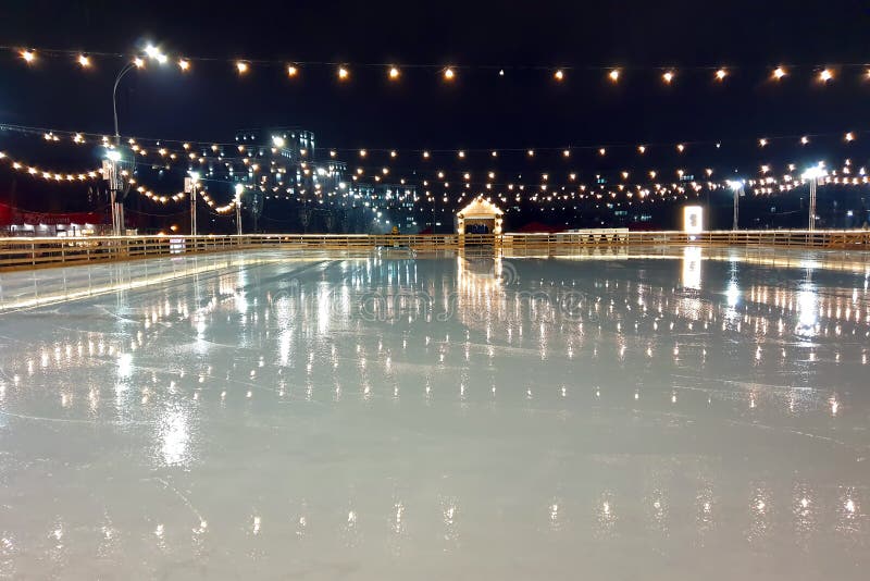 Night Street Ice Skating Rink Stock Photo - Image of cold, urban: 217291648