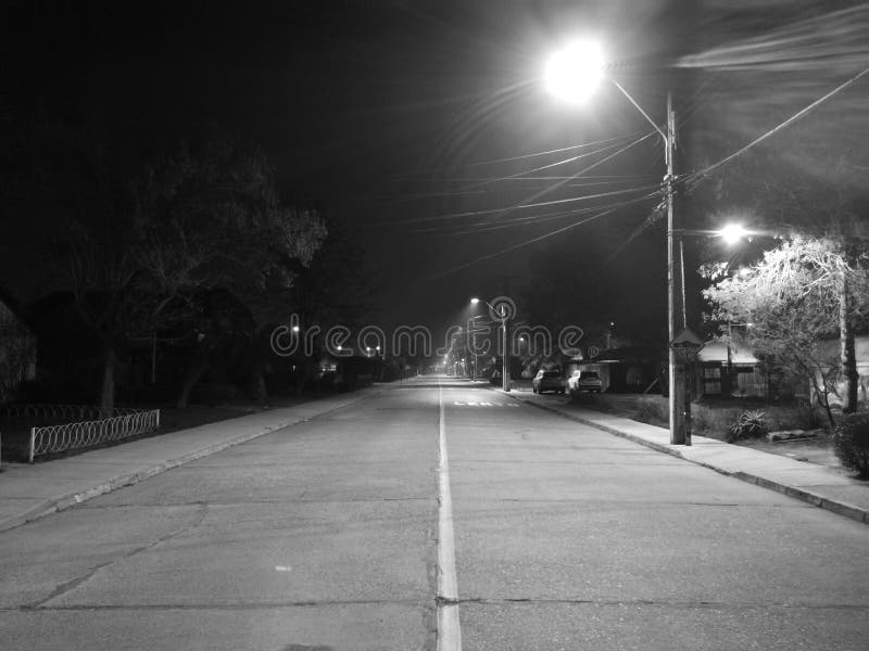 Night on the street stock image. Image of street, shadow - 97098157