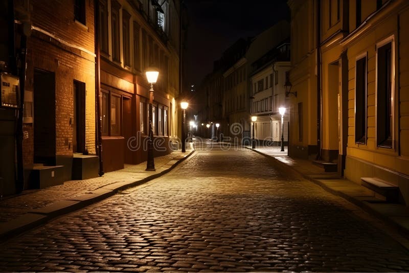 Night Street Light. Neural Network AI Generated Stock Illustration ...