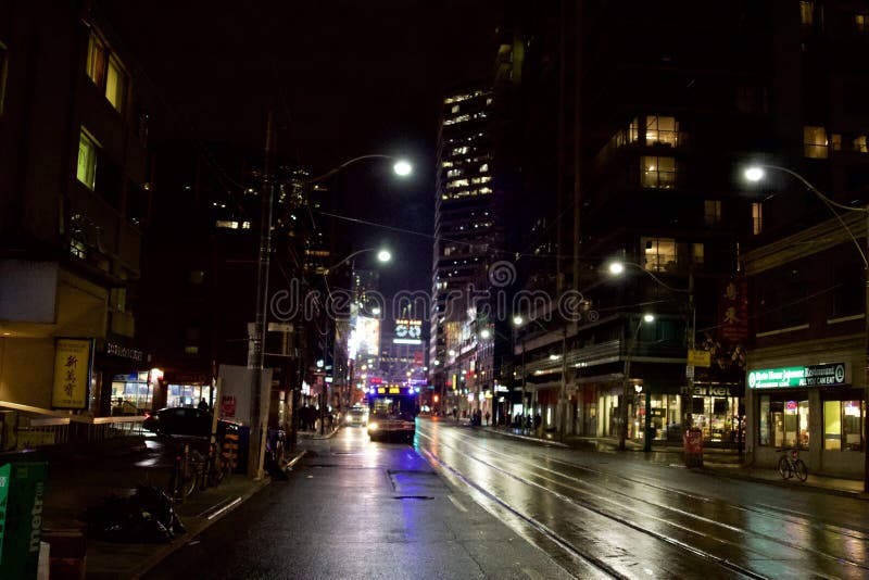 Night Street and Street Lights Editorial Photography - Image of ...